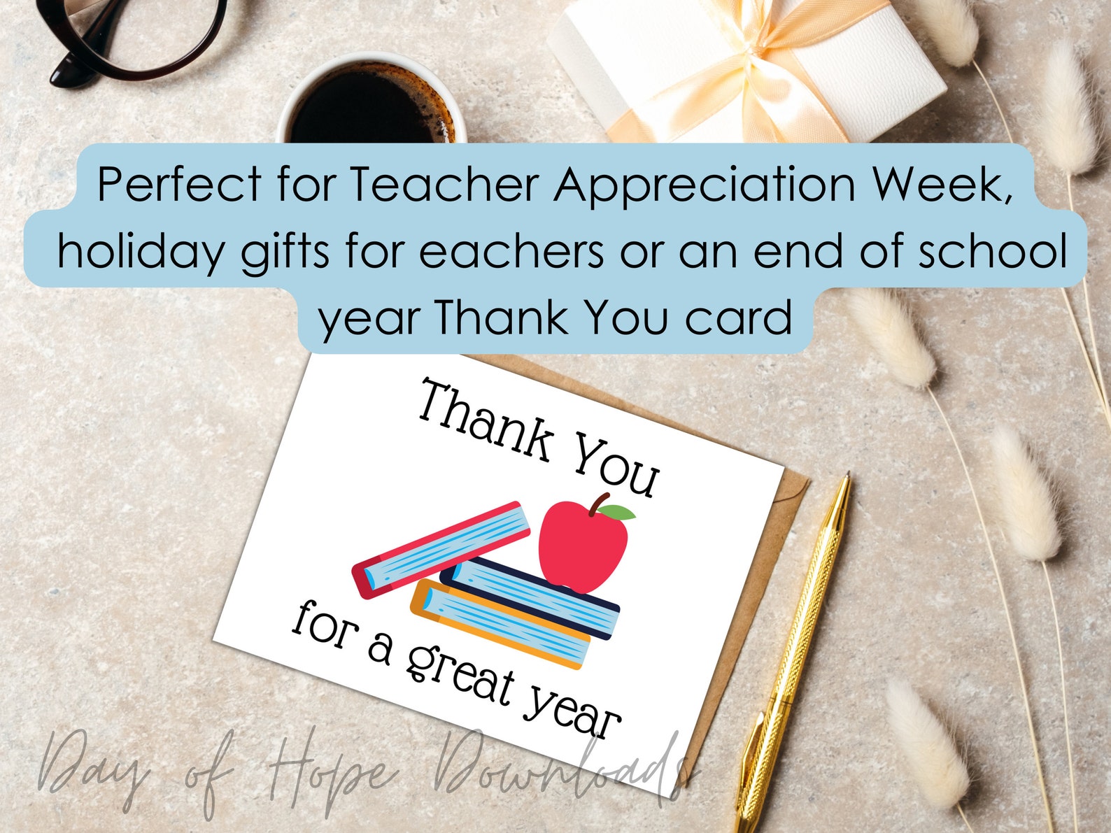 Printable Teacher Thank You Card Thank You for a Great Year - Etsy