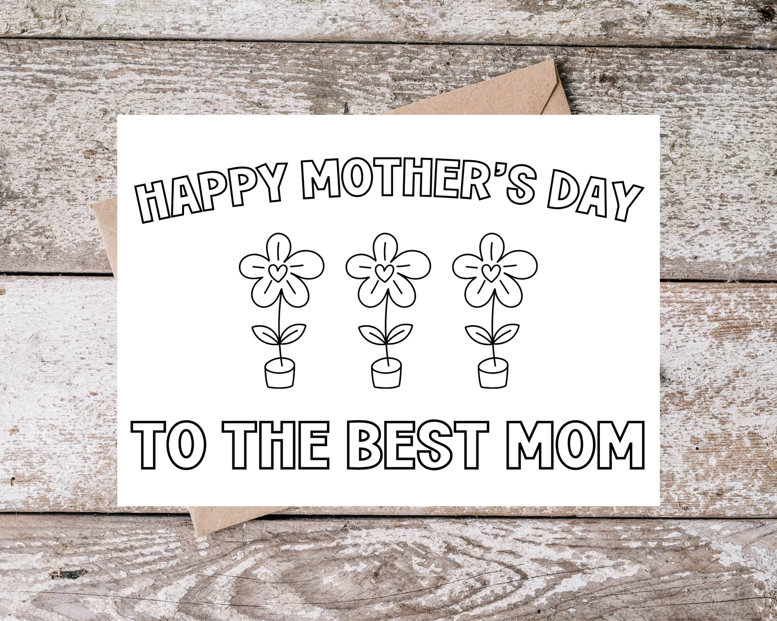 Printable Mothers Day Coloring Card for Mom, Happy Mother's Day to the ...