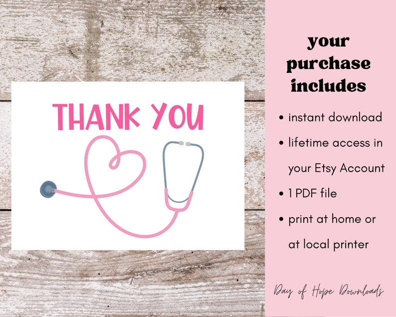 Printable Nurse Thank You Card, Printable Nurse Appreciation Card for ...
