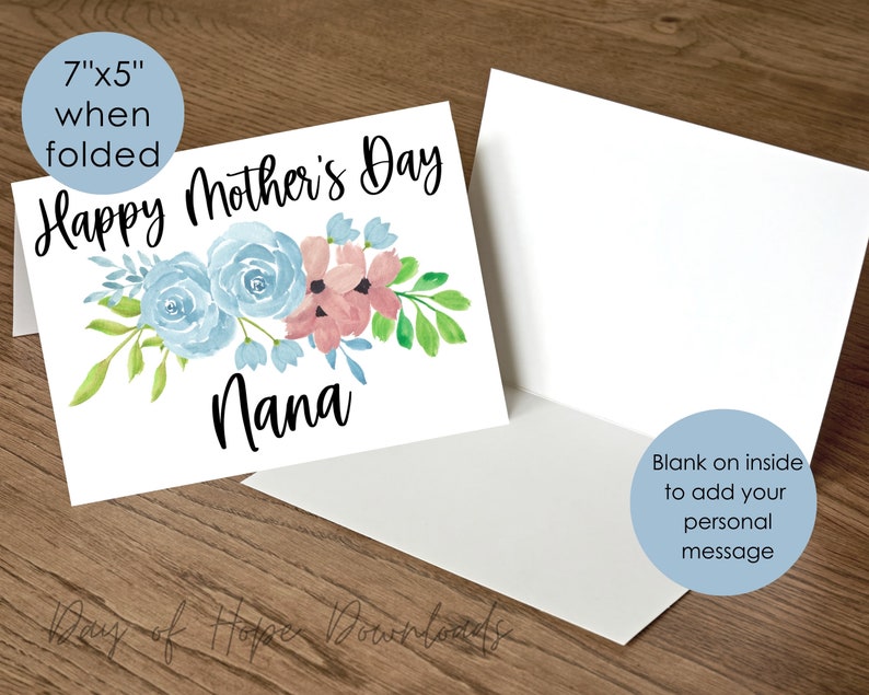 Printable Mothers Day Card for Nana Happy Mother's Day Nana Card ...