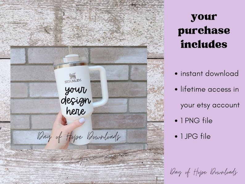 Stanley Tumbler Mockup Image, White 40 Oz Cup Mockup, Vinyl Decal ...