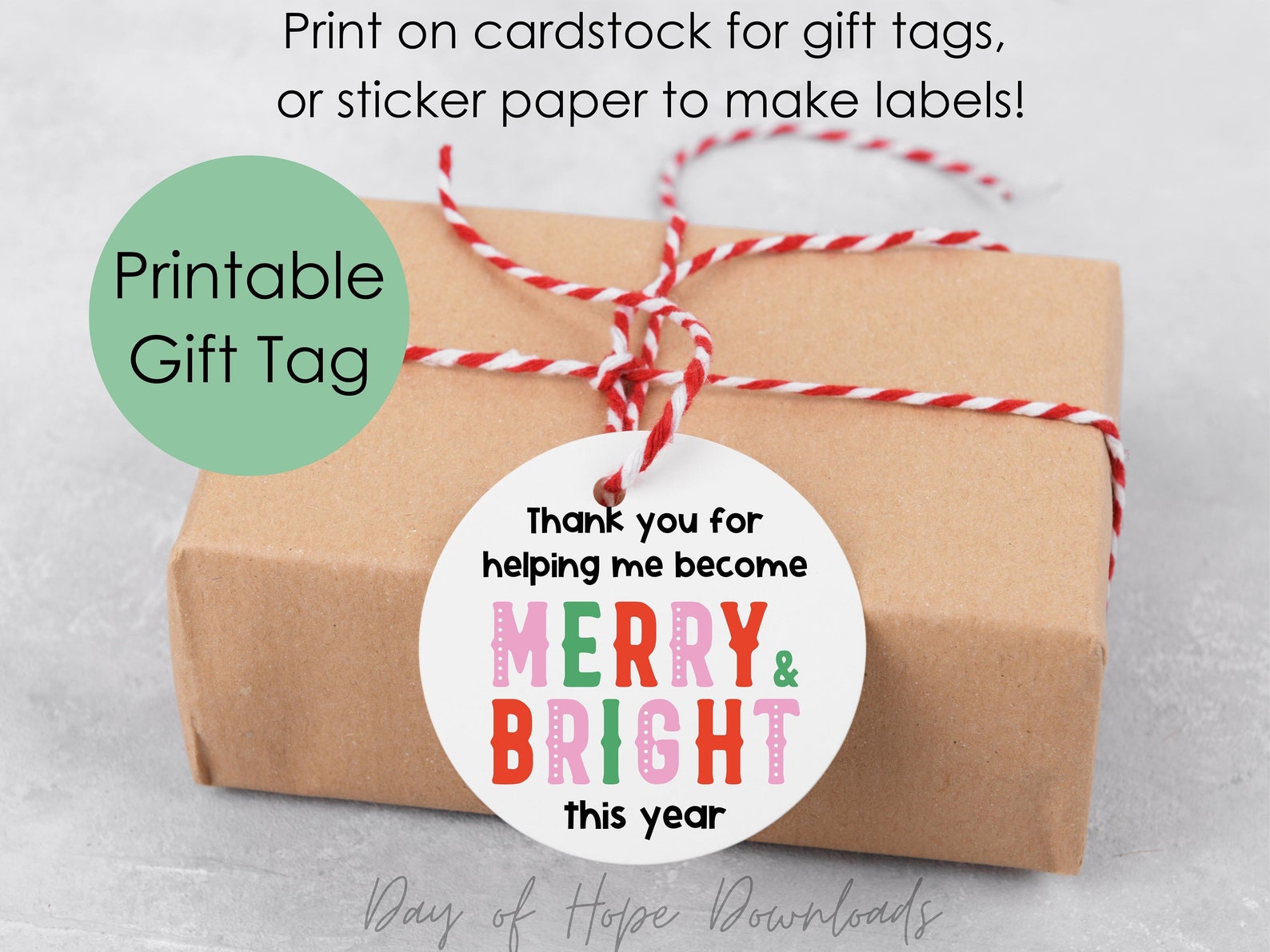 Printable Teacher Christmas Gift Tag, Thank You for Helping Me Become ...