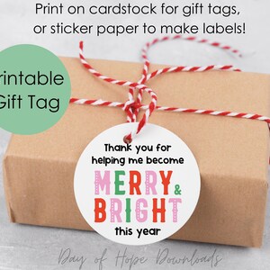 Printable Teacher Christmas Gift Tag, Thank You for Helping Me Become ...