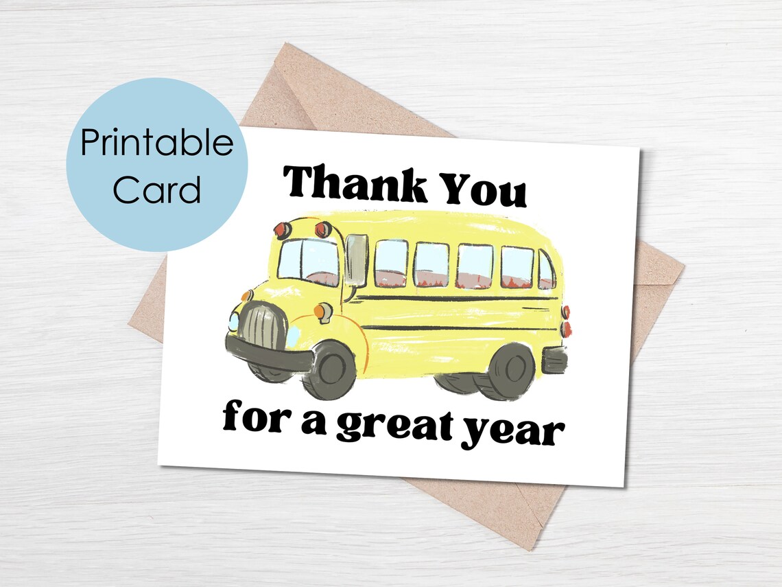 Printable Bus Driver Thank You Card Thank You for a Great - Etsy