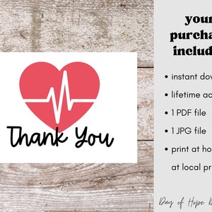 Medical Thank You Card, Printable Appreciation Card for Doctors, Nurses ...
