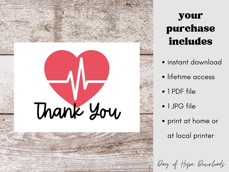 Medical Thank You Card, Printable Appreciation Card for Doctors, Nurses ...