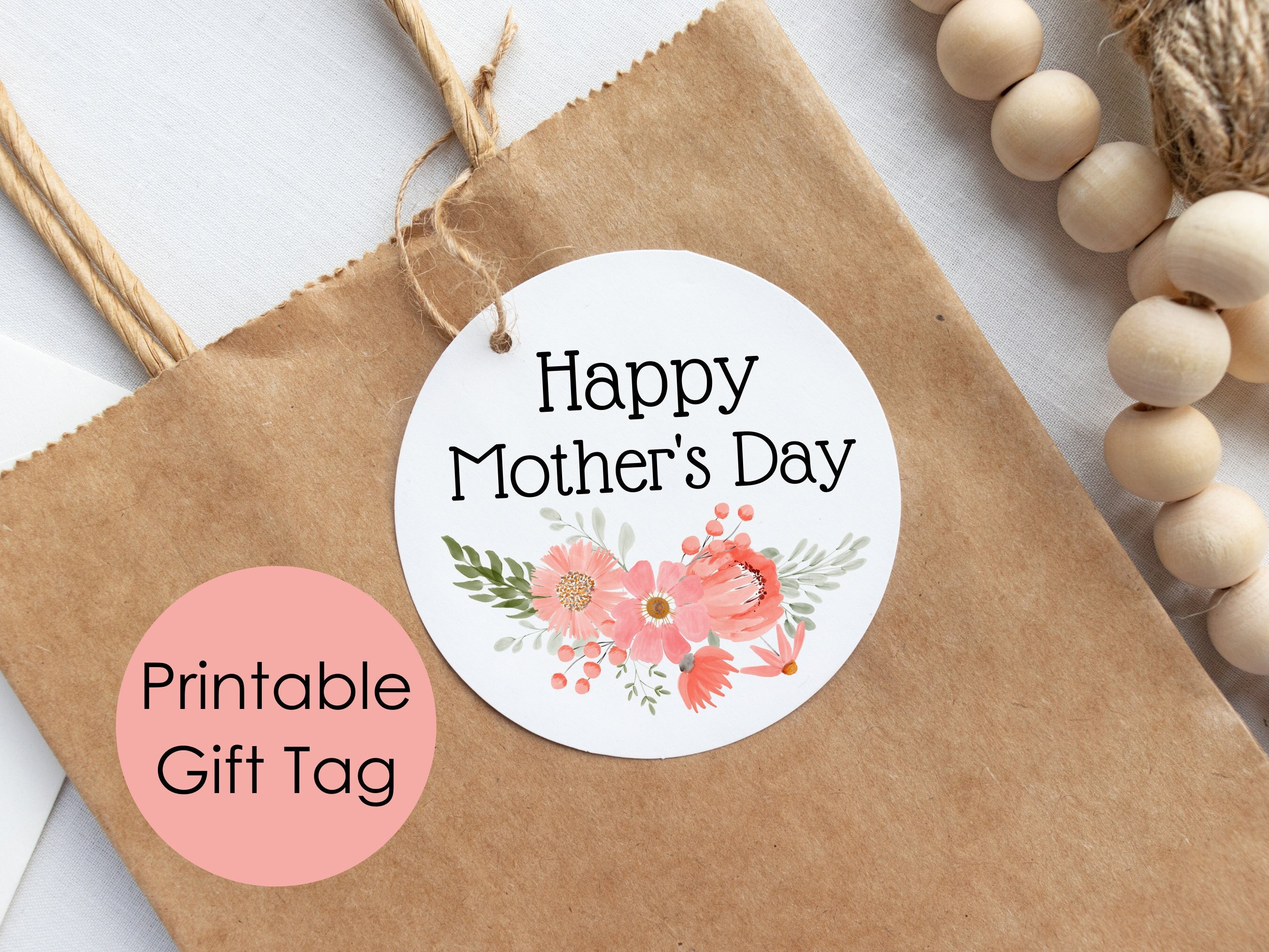 Printable Mothers Day Gift Tag | Happy Mother's Day Gift Tag or Sticker ...