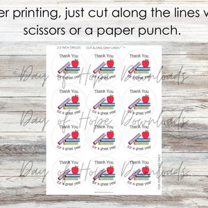 Printable Teacher Appreciation Gift Tag End of Year Teacher Gift Tag ...