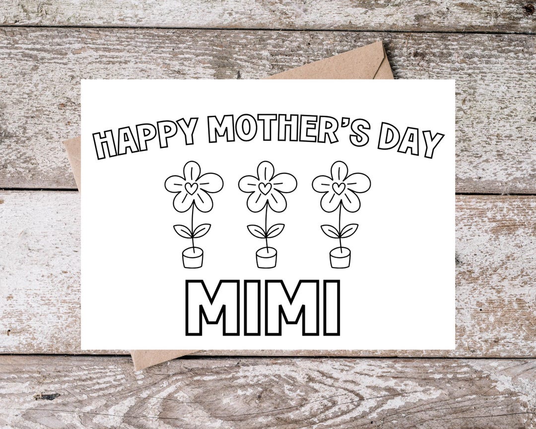 Printable Mimi Mothers Day Coloring Card for Grandma, Happy Mother's ...