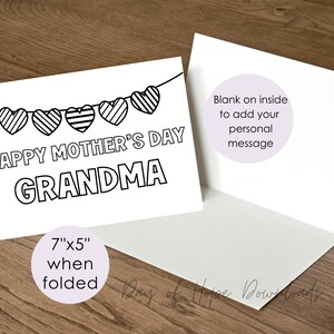 Printable Grandma Mothers Day Coloring Card for Grandma | Happy Mother ...