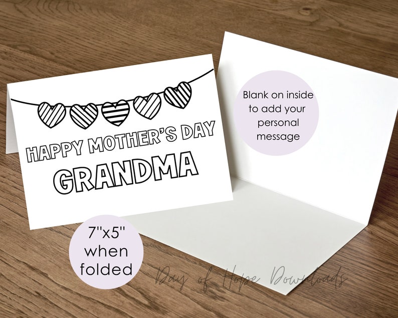 Printable Grandma Mothers Day Coloring Card for Grandma | Happy Mother ...