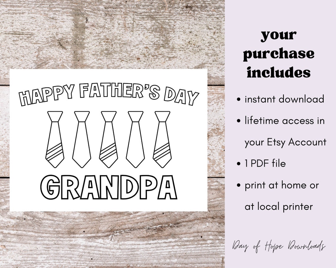Printable Grandpa Fathers Day Coloring Card For Grandpa Happy Fathers