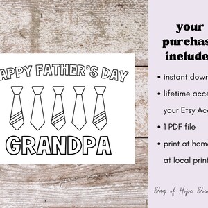 Printable Grandpa Fathers Day Coloring Card for Grandpa | Happy Father ...