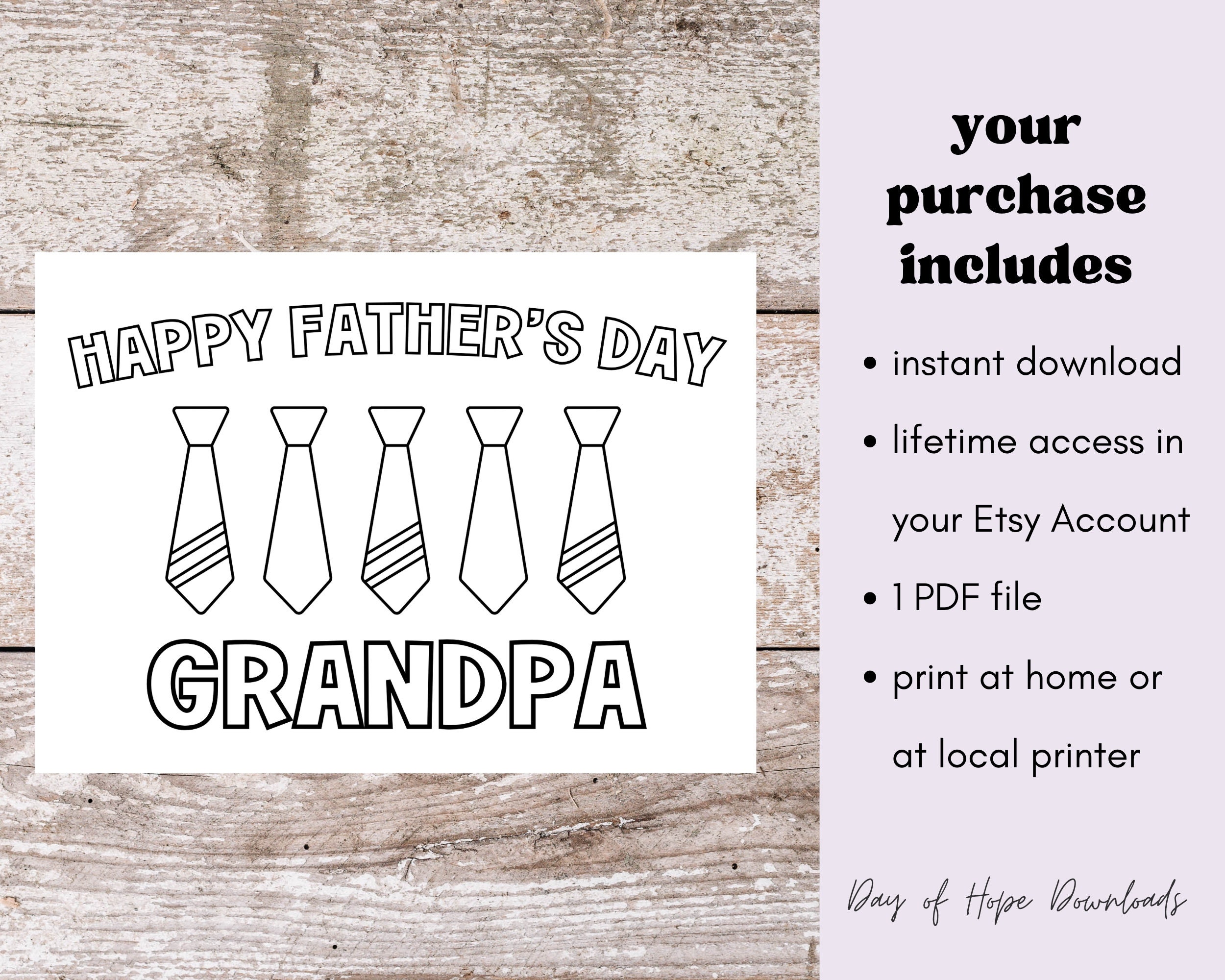 Printable Grandpa Fathers Day Coloring Card for Grandpa | Happy Father ...