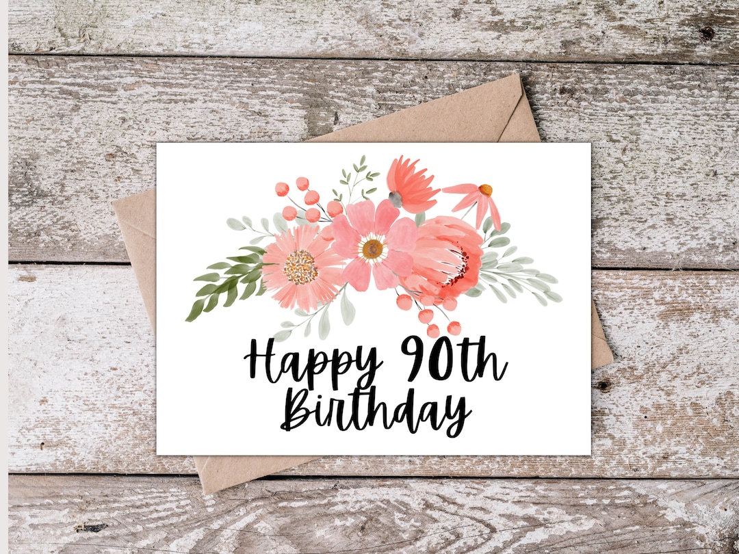 Printable 90th Birthday Card, Happy 90th Birthday Card, Grandma ...