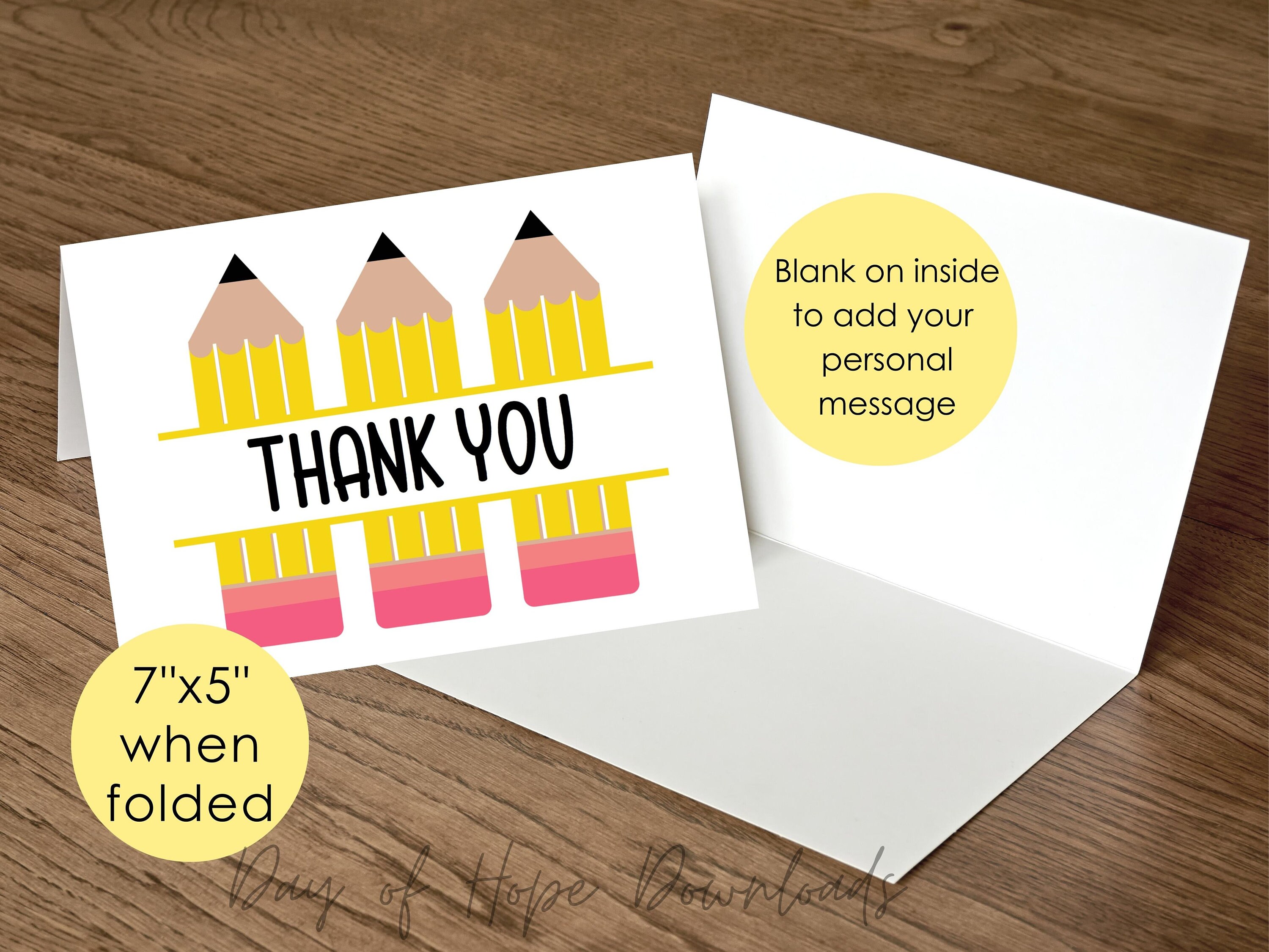 Printable Teacher Thank You Card, End of School Year Card for Teachers ...