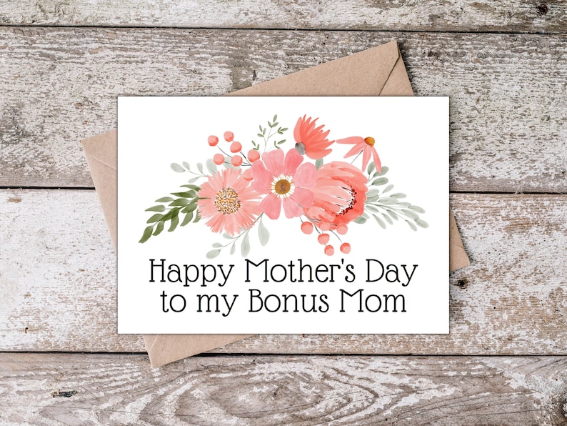Printable Mothers Day Card for Bonus Mom | Happy Mother's Day to My ...