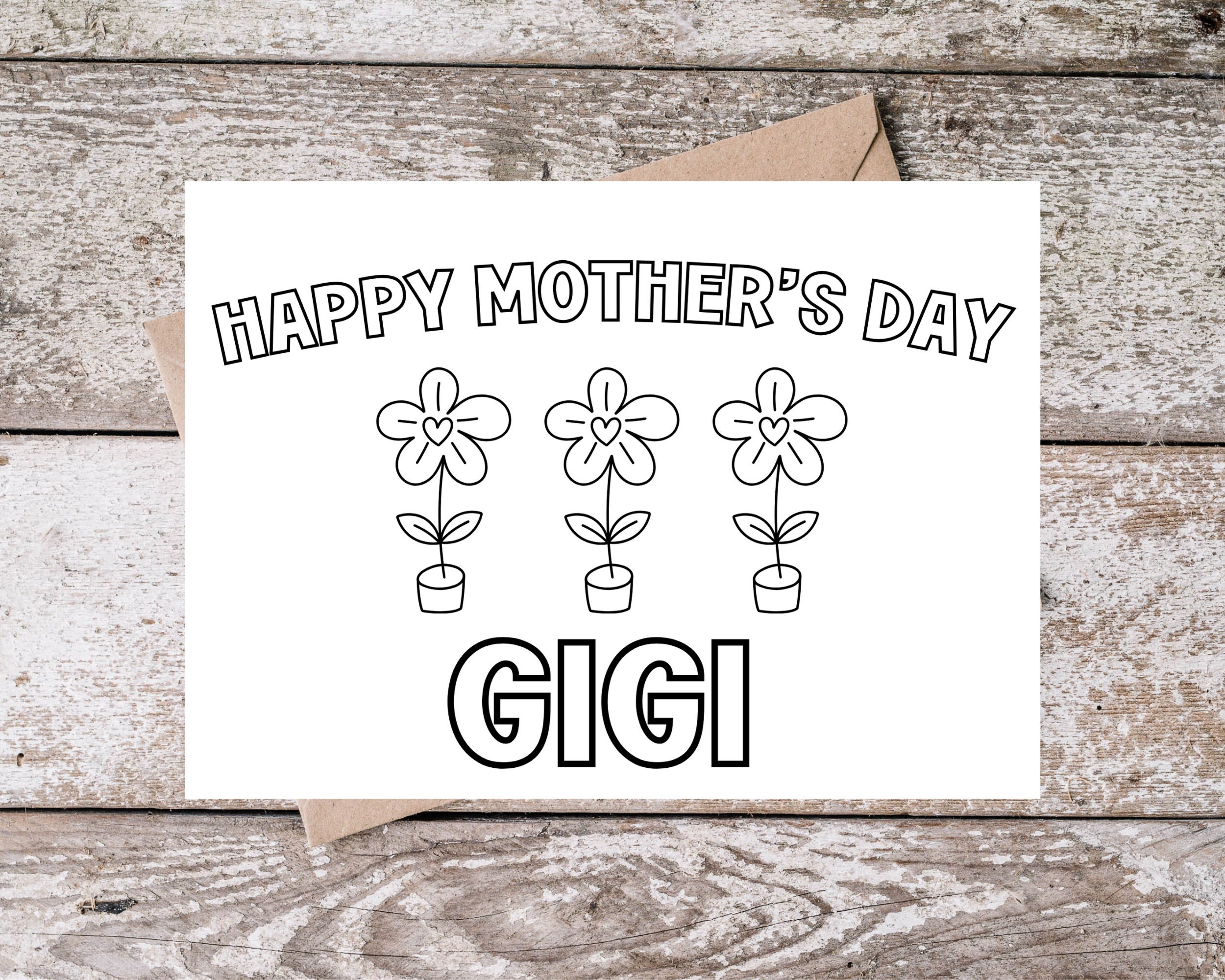 Printable Gigi Mothers Day Coloring Card for Grandma, Happy Mother's ...