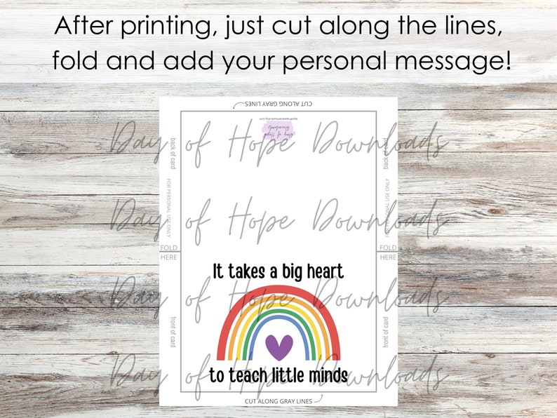 Printable Teacher Appreciation Card, Teacher Thank You Card, End of ...
