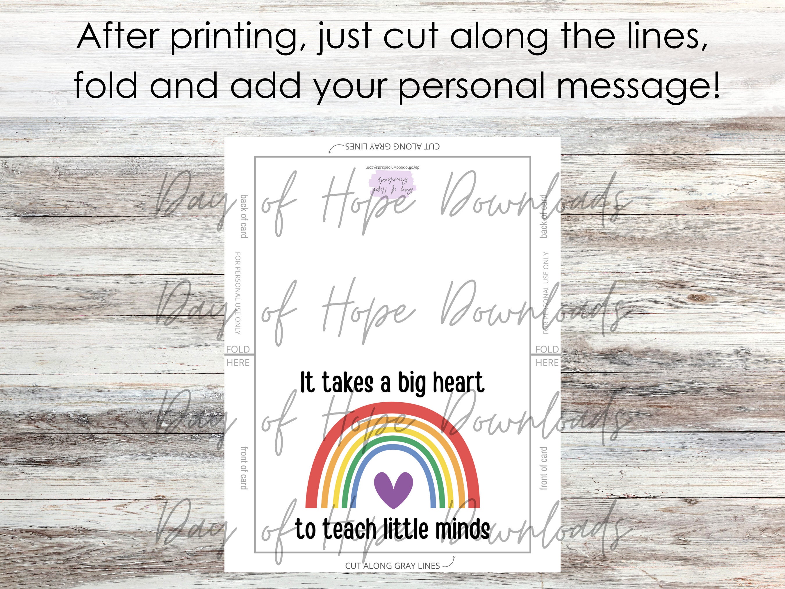 Printable Teacher Appreciation Card, Teacher Thank You Card, End of ...