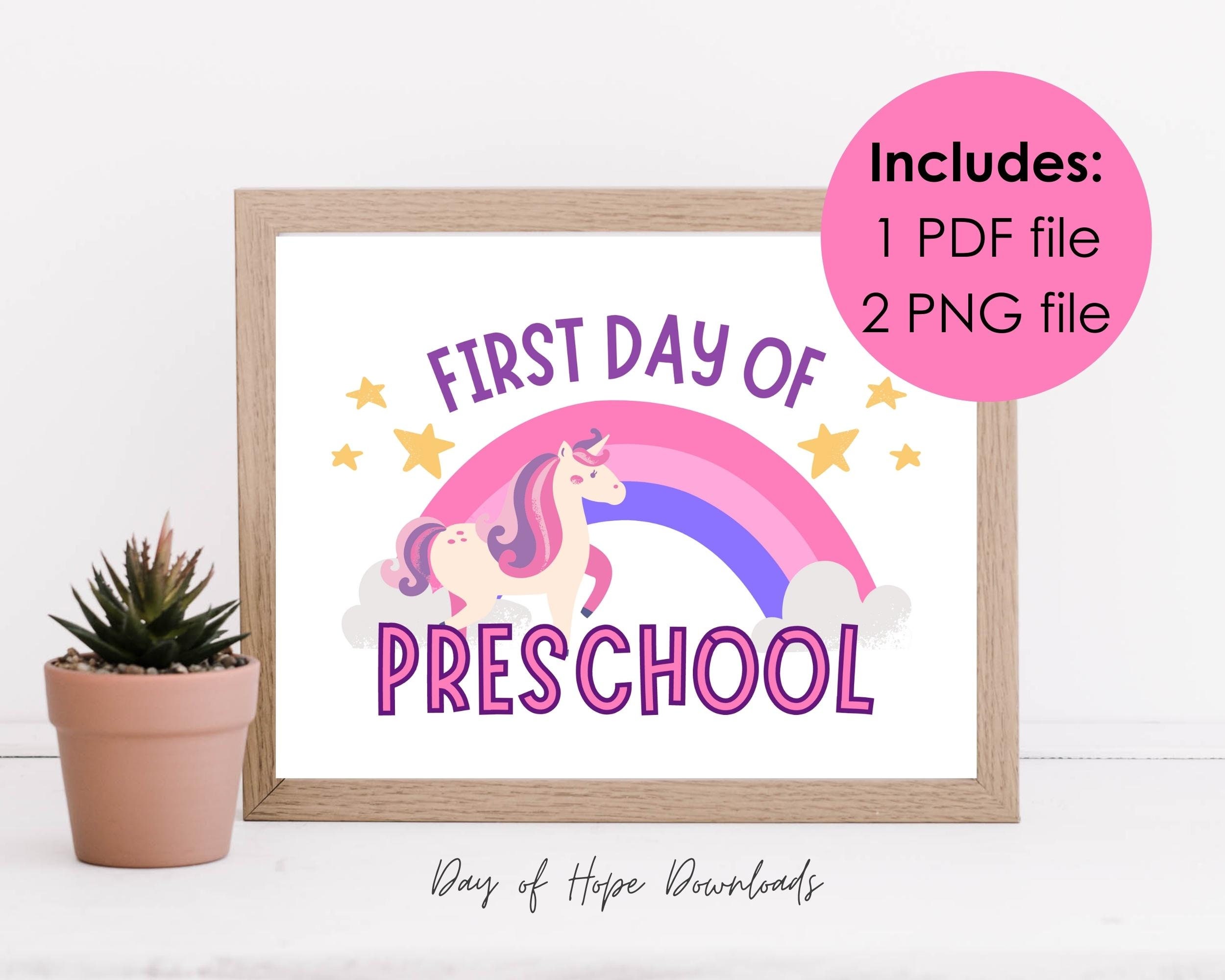 First Day of Preschool Sign Bundle, 1st Day of School 2022, Unicorn ...