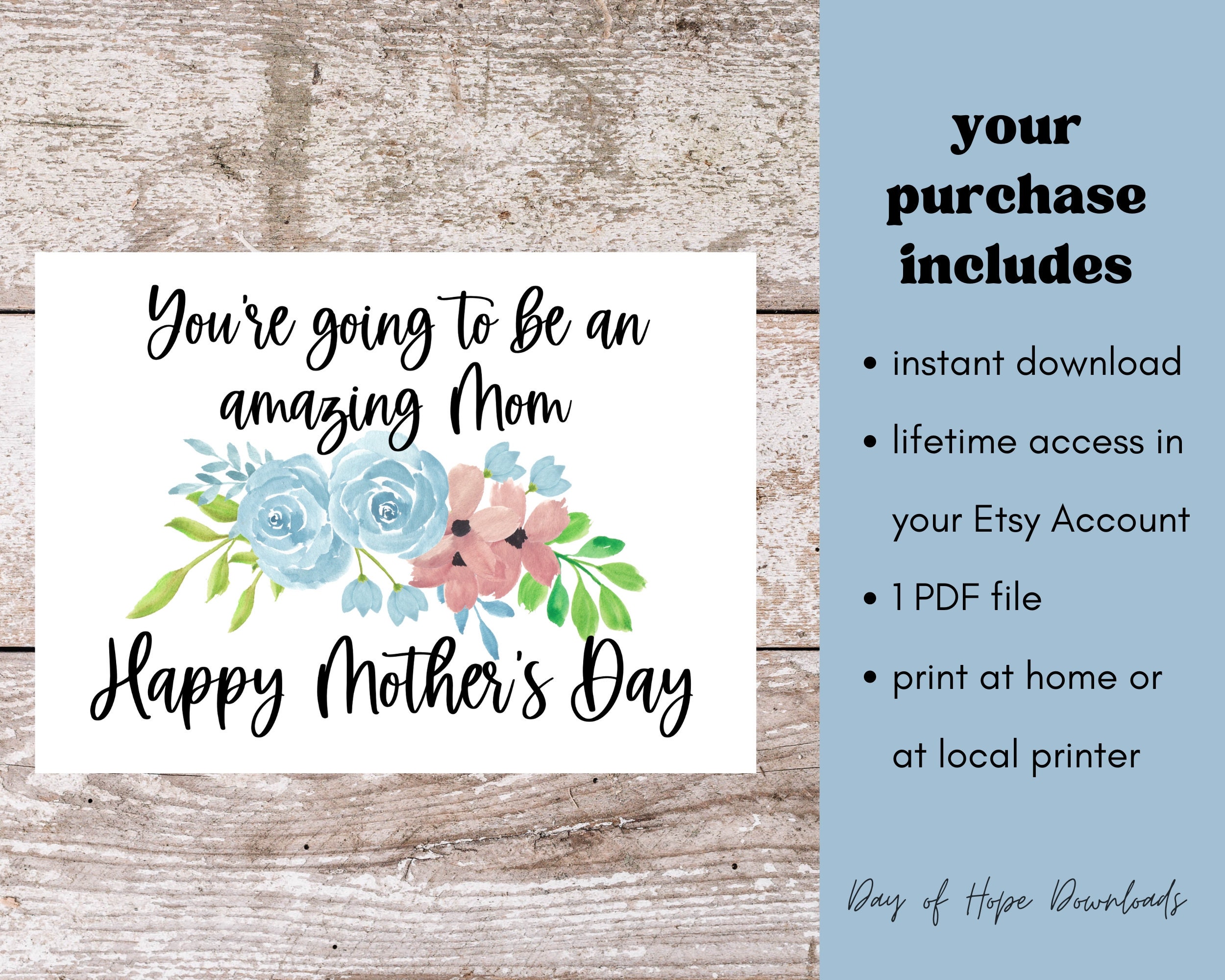 Printable Mothers Day Card for a Mom to Be, Happy Mother's Day to ...
