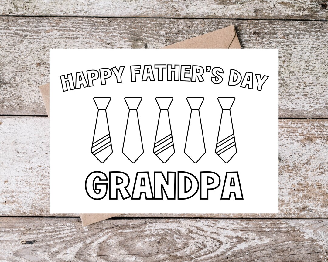 Printable Grandpa Fathers Day Coloring Card For Grandpa Happy Fathers