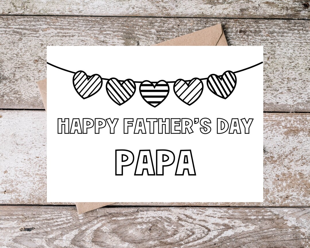 Printable Papa Fathers Day Coloring Card for Grandpa | Happy Father's ...