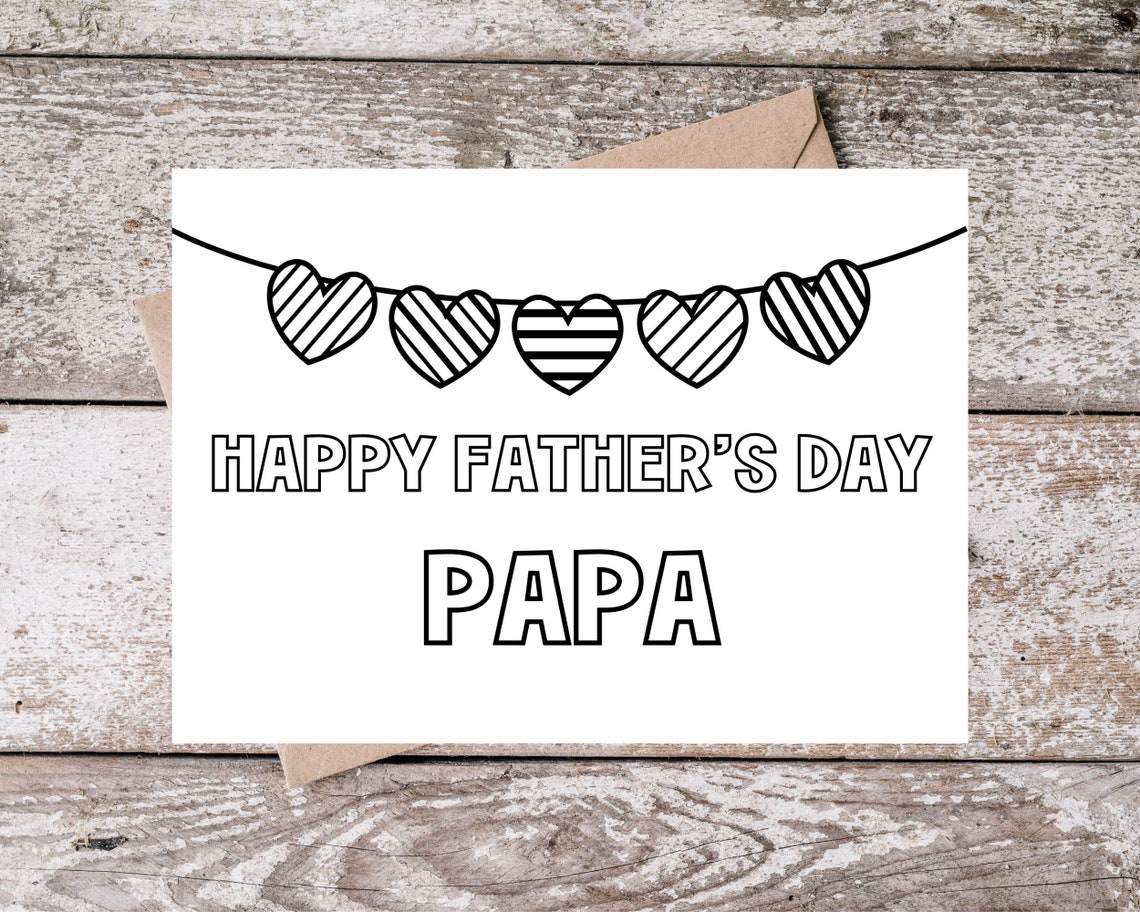 Printable Papa Fathers Day Coloring Card for Grandpa | Happy Father's ...