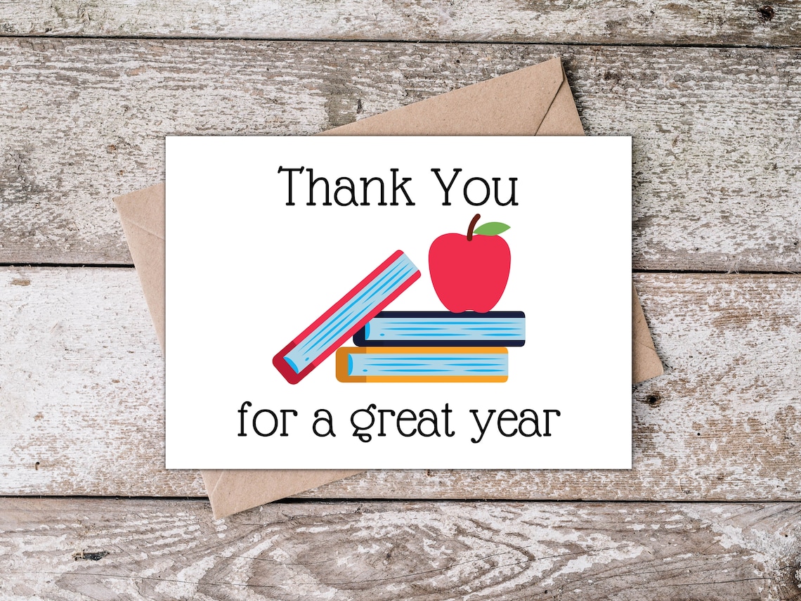 Printable Teacher Thank You Card Thank You for a Great Year - Etsy