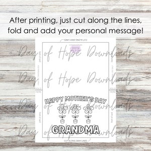 Printable Grandma Mothers Day Coloring Card for Grandma | Happy Mother ...