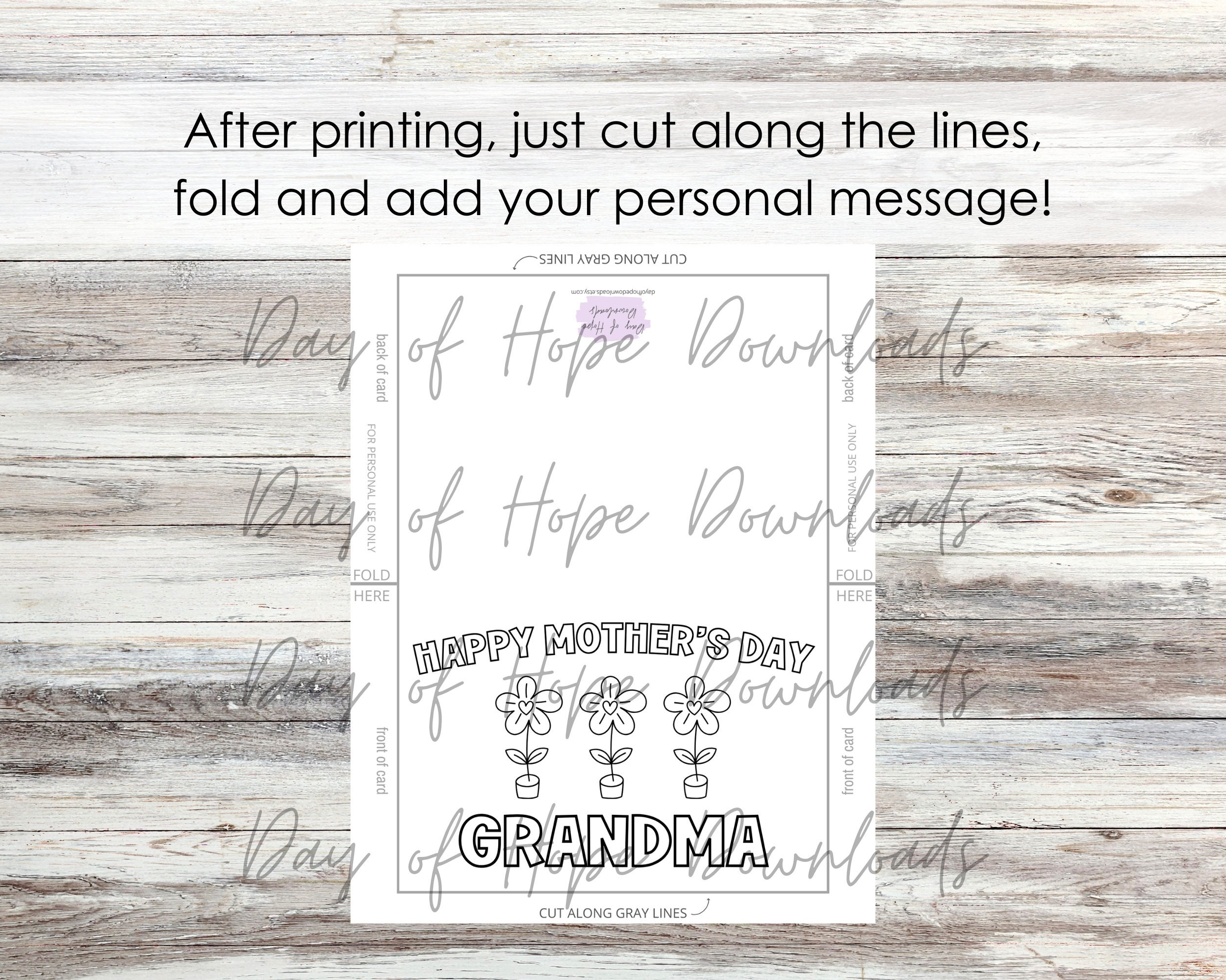 Printable Grandma Mothers Day Coloring Card for Grandma | Happy Mother ...