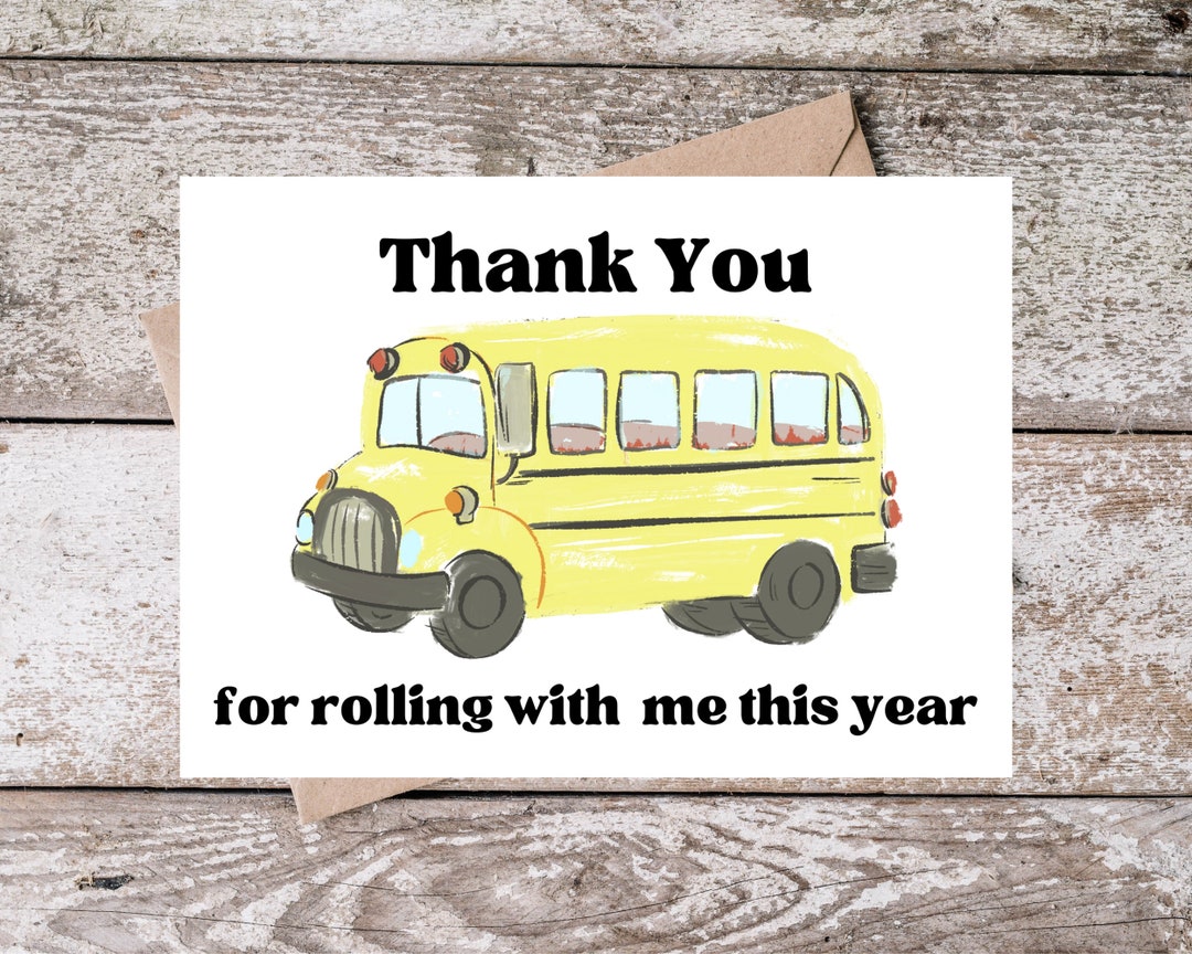 Printable Bus Driver Thank You Card, Thank You for Rolling With Me This ...