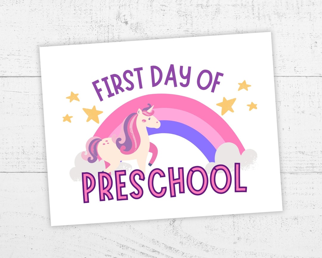 First Day of Preschool Sign Bundle, 1st Day of School 2022, Unicorn ...