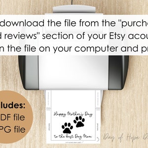 Printable Dog Mom Mothers Day Card With Pawprints | Happy Mother's Day ...