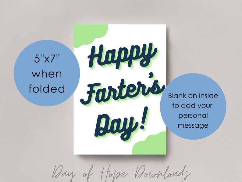 Printable Fathers Day Card Funny Happy Farter's Day Card - Etsy