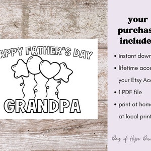 Printable Grandpa Fathers Day Coloring Card for Grandpa | Happy Father ...