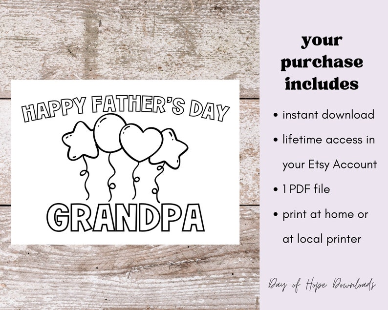 Printable Grandpa Fathers Day Coloring Card for Grandpa | Happy Father ...