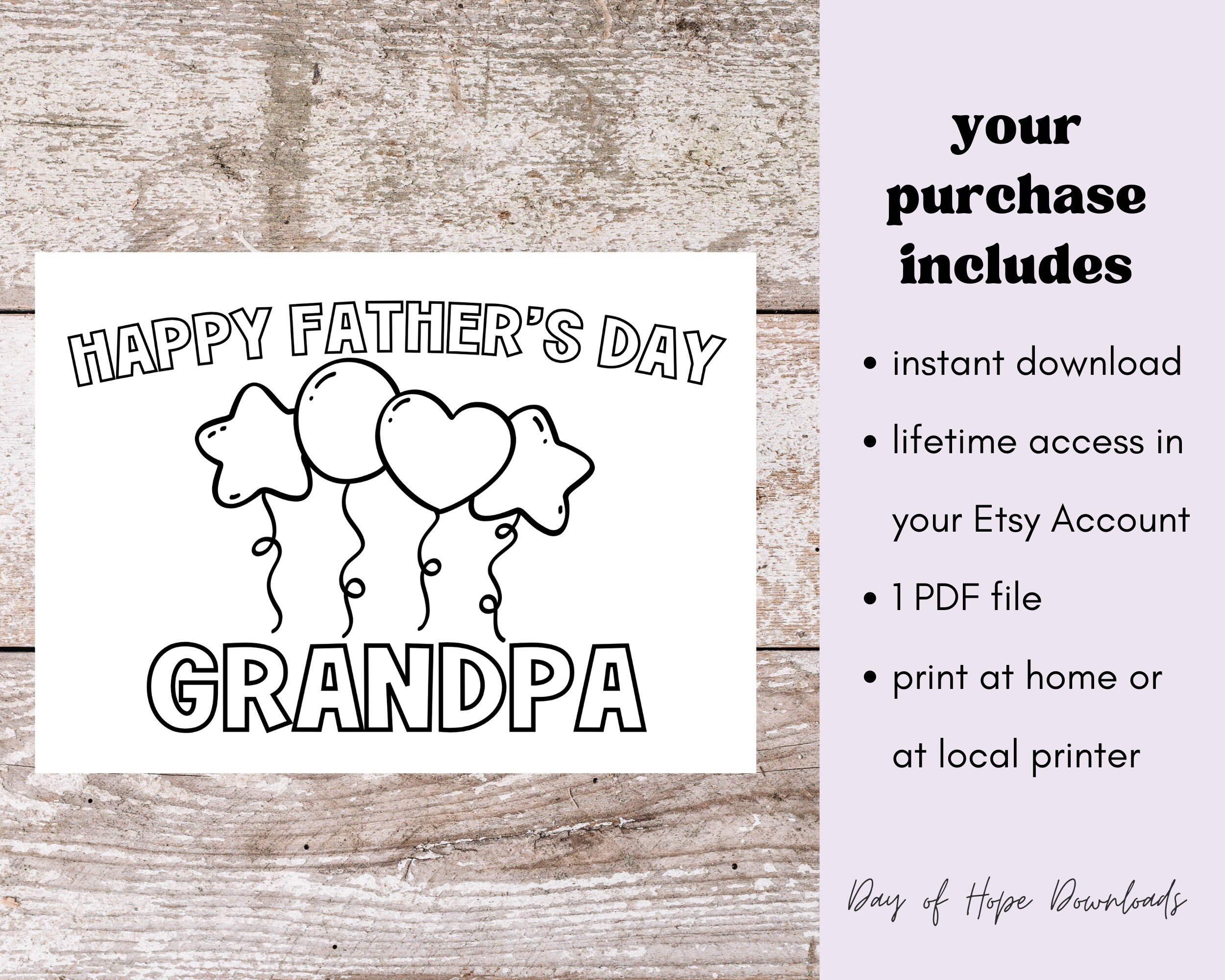Printable Grandpa Fathers Day Coloring Card for Grandpa | Happy Father ...