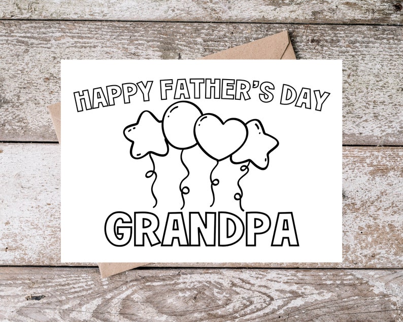 Printable Grandpa Fathers Day Coloring Card for Grandpa | Happy Father ...
