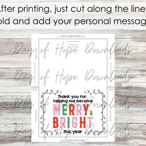 Printable Teacher Christmas Card, Thank You for Helping Me Become Merry ...