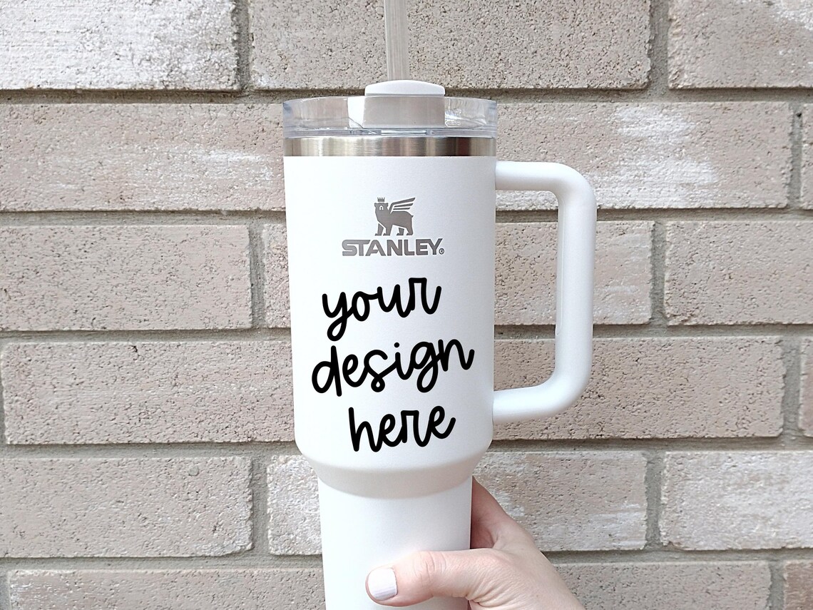 Stanley Tumbler Mockup Image, White 40 Oz Stanley Cup Mockup, Vinyl ...