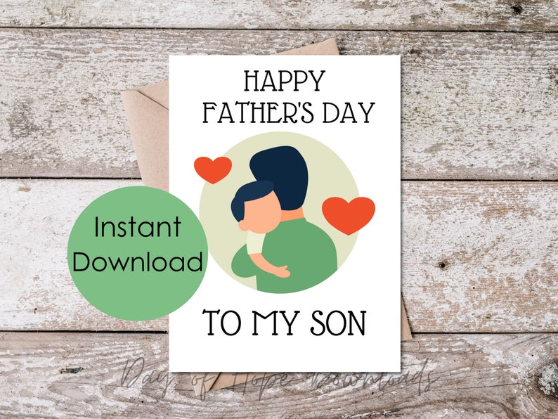 Printable Fathers Day Card for Son, Happy Father's Day to My Son, Card ...