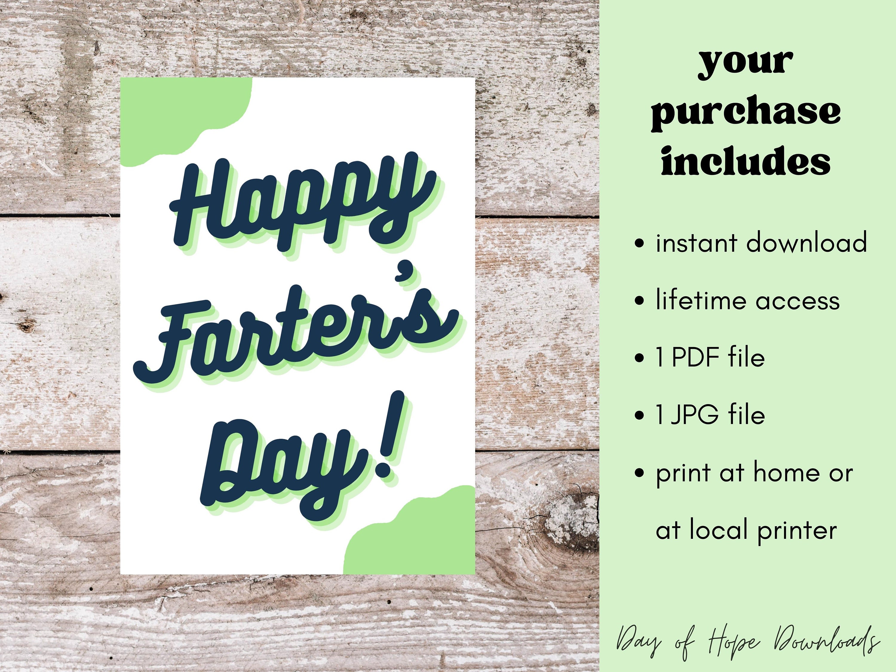 Printable Fathers Day Card Funny, Happy Farter's Day Card, Funny Card ...