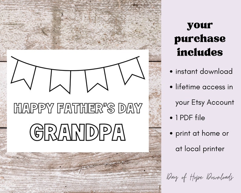 Printable Grandpa Fathers Day Coloring Card for Grandpa | Happy Father ...