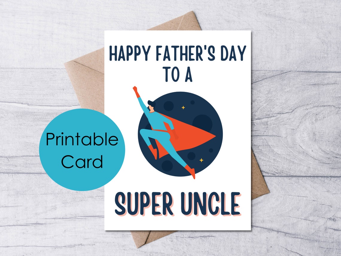 Printable Fathers Day Card for a Super Uncle Happy - Etsy Canada