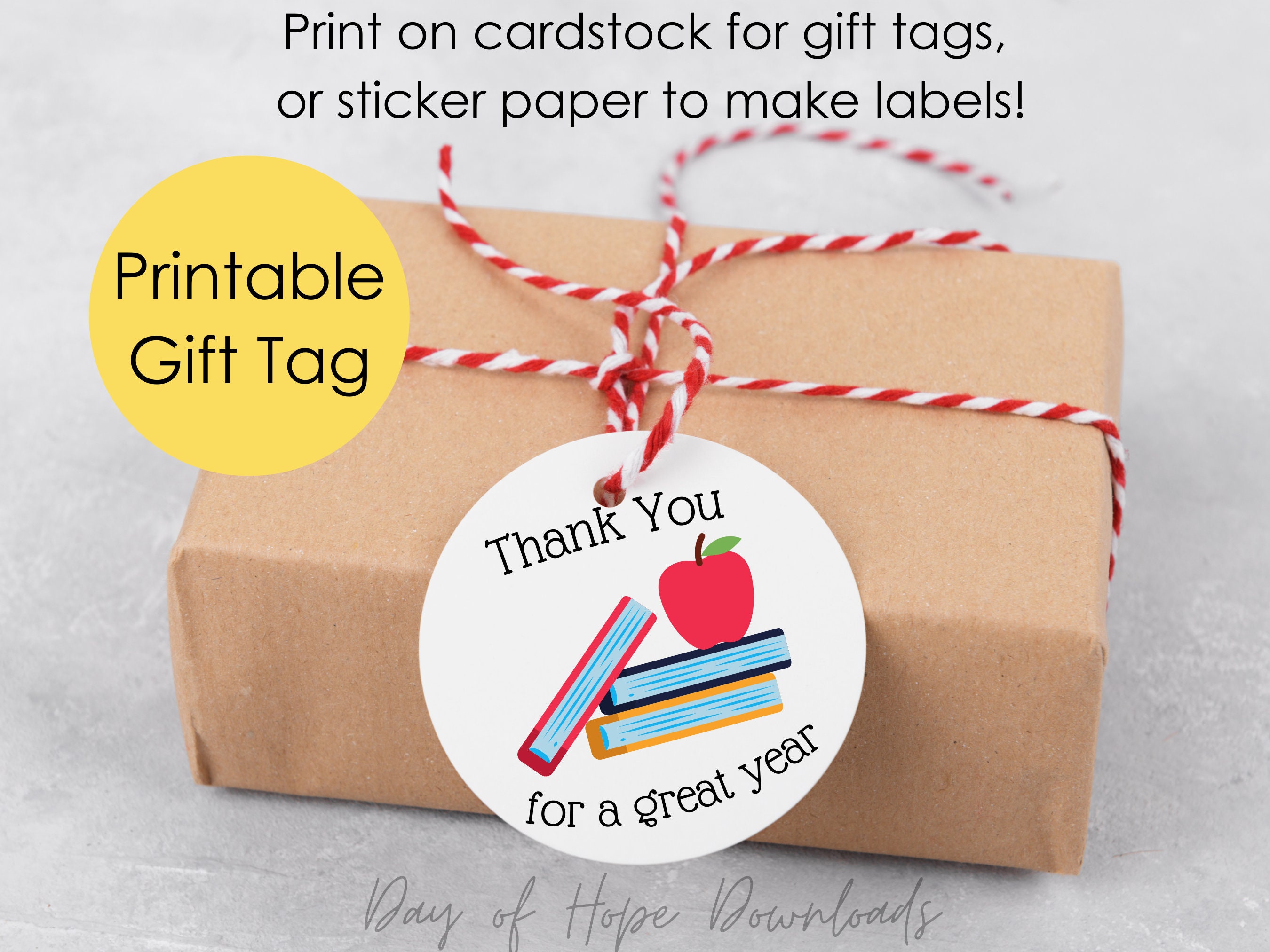Printable Teacher Appreciation Gift Tag End of Year Teacher Gift Tag ...