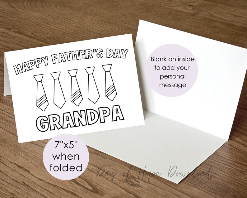Printable Grandpa Fathers Day Coloring Card For Grandpa Happy Fathers
