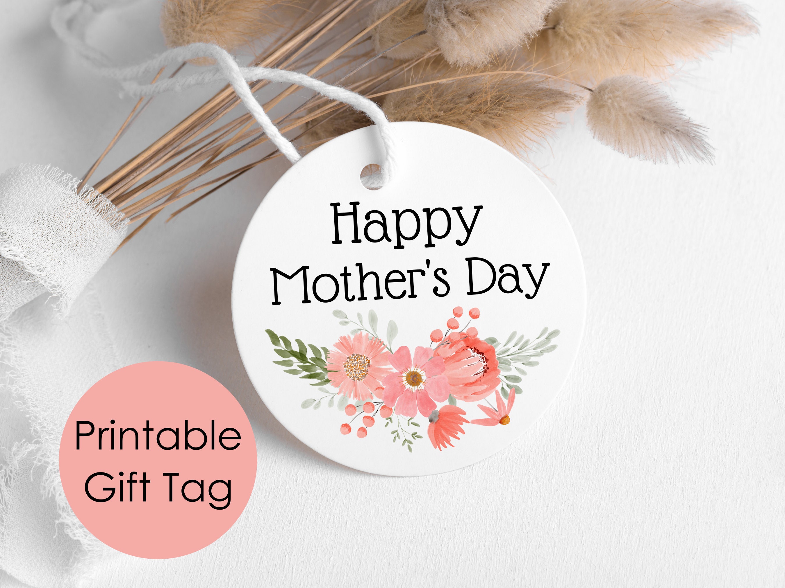 Printable Mothers Day Gift Tag | Happy Mother's Day Gift Tag or Sticker ...