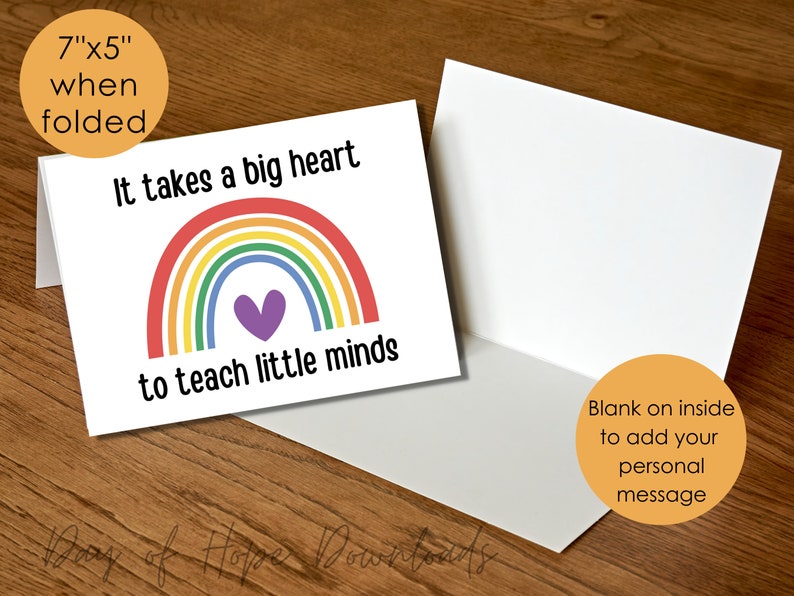 Printable Teacher Appreciation Card, Teacher Thank You Card, End of ...